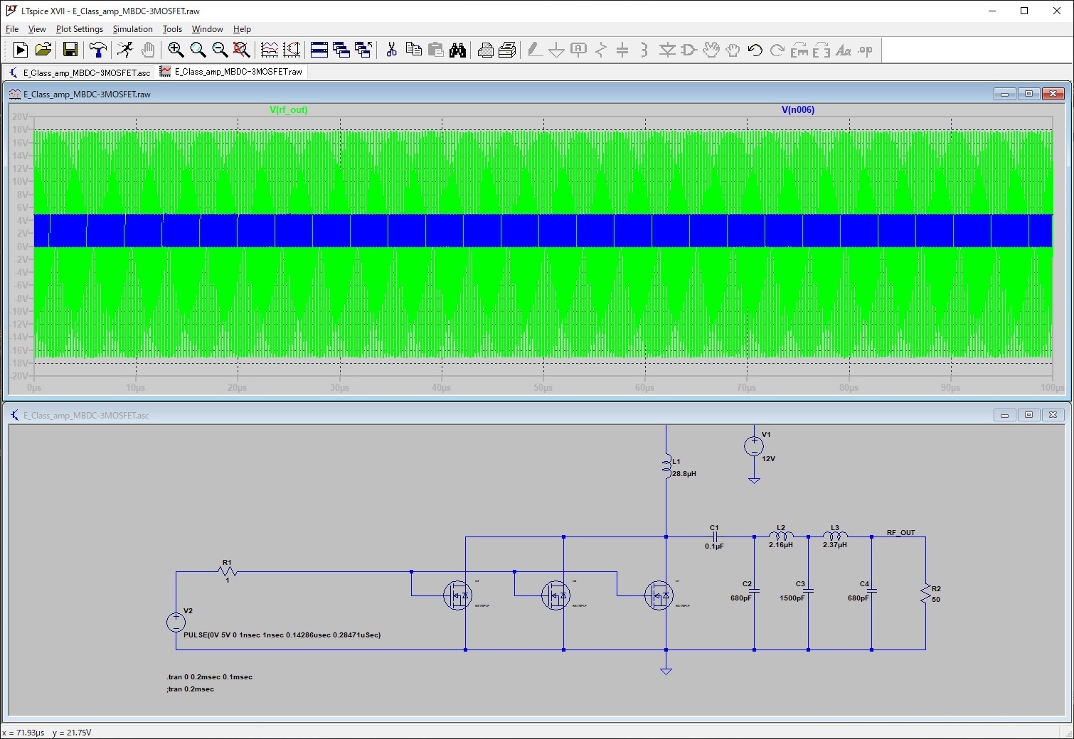 LTspice XVII で KD1JV OM の MBDC PA 回路をシミュレーションしてみました: SDR で BCL を