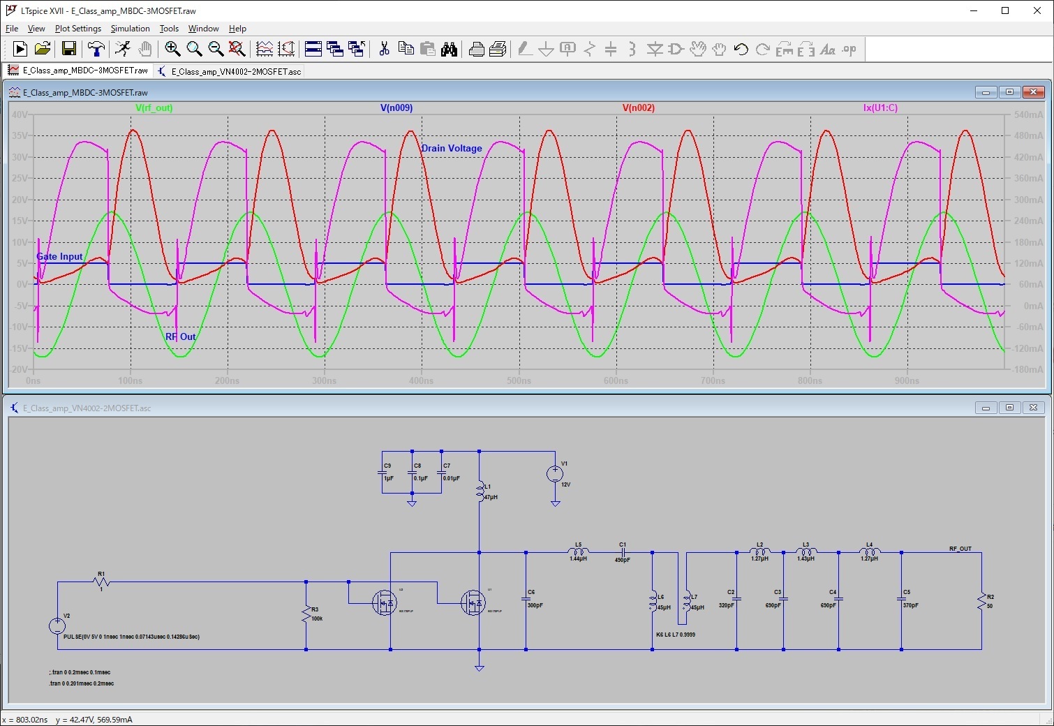LTspice XVII で VN4002 PA 回路をシミュレーションしてみました: SDR で BCL を