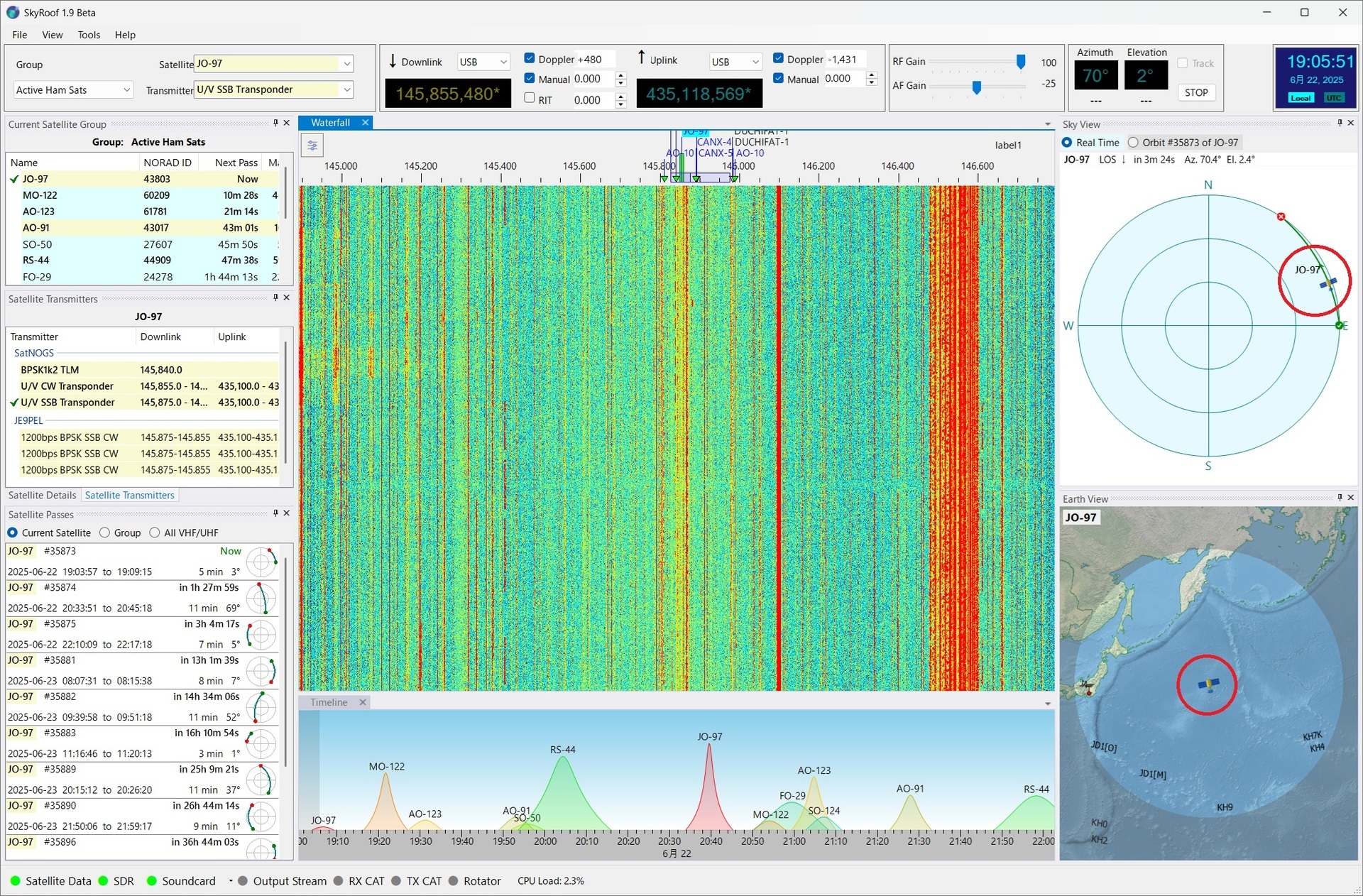 SkyRoof に RTL-SDR Blog V4 を接続した: SDR で BCL を