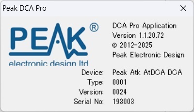 DCA75 Pro のファームウェア（Version: 0024）とサポートソフト（Version: 1.1.20.72）をアップデート: SDR で BCL を